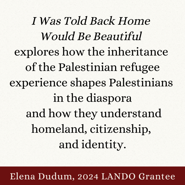 Elena Dudum Explores Palestinians in the Diaspora | The de Groot Foundation